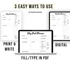 Editable Blog Post Planner & Checklist - Printable, Digital | Content ...