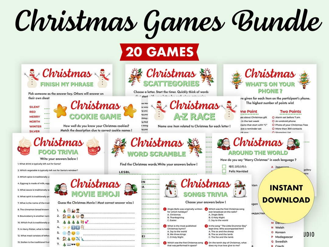 Christmas Game Bundle Printable Holiday Party Game Bundle - Etsy