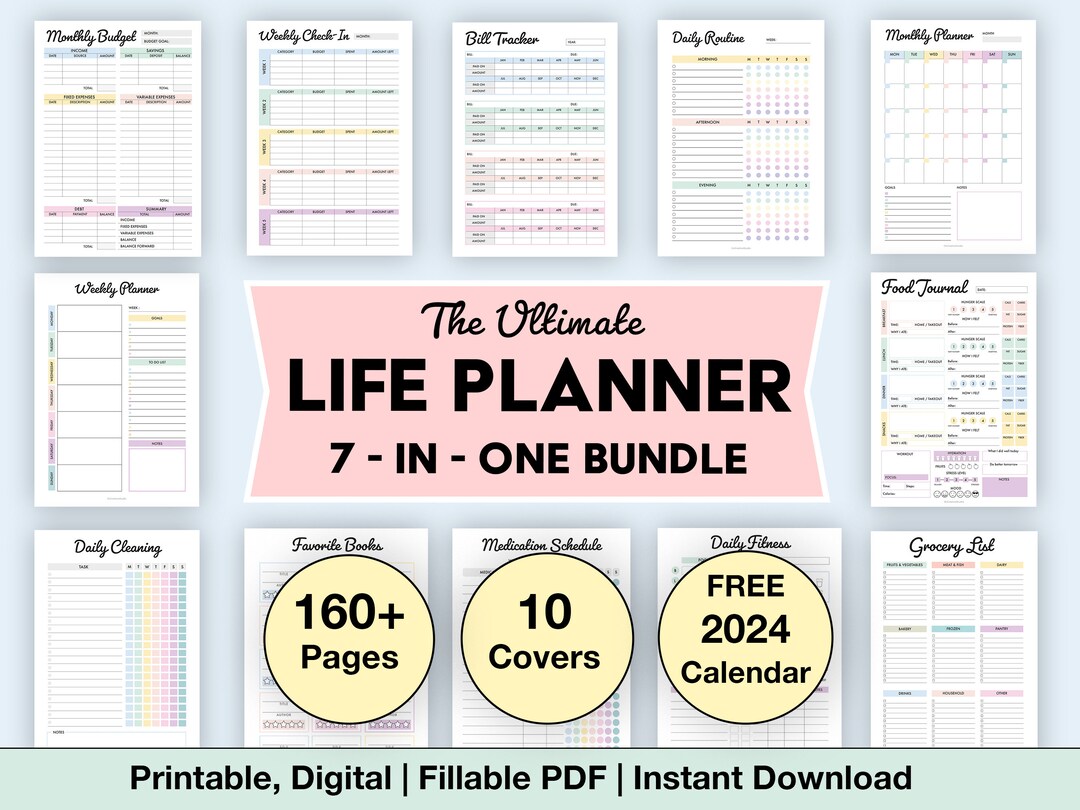 Life Planner Bundle Printable, Digital PDF Home Management All in One ...