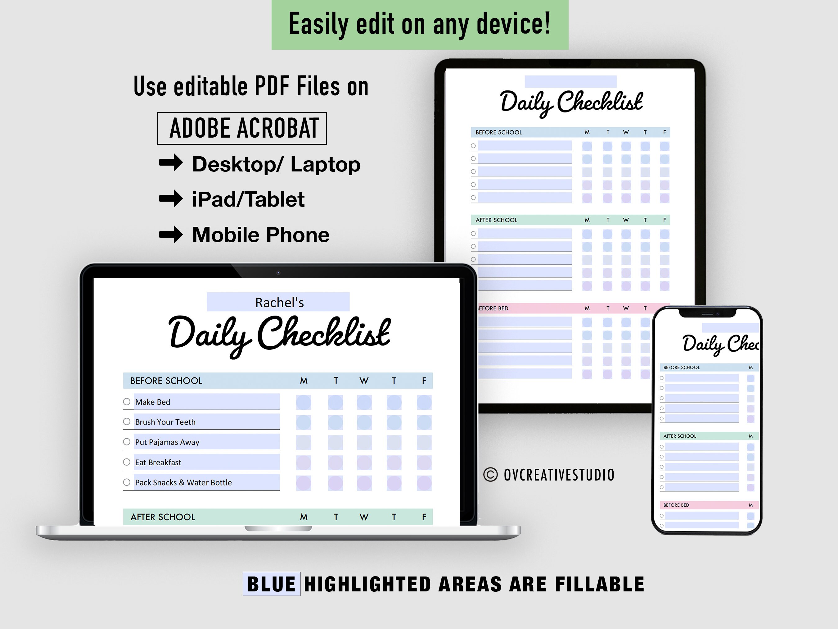 Editable Daily Checklist for Kids Printable Kids - Etsy