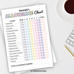 Editable Allowance Tracker Kids | Earn Money Chart | Daily Weekly ...
