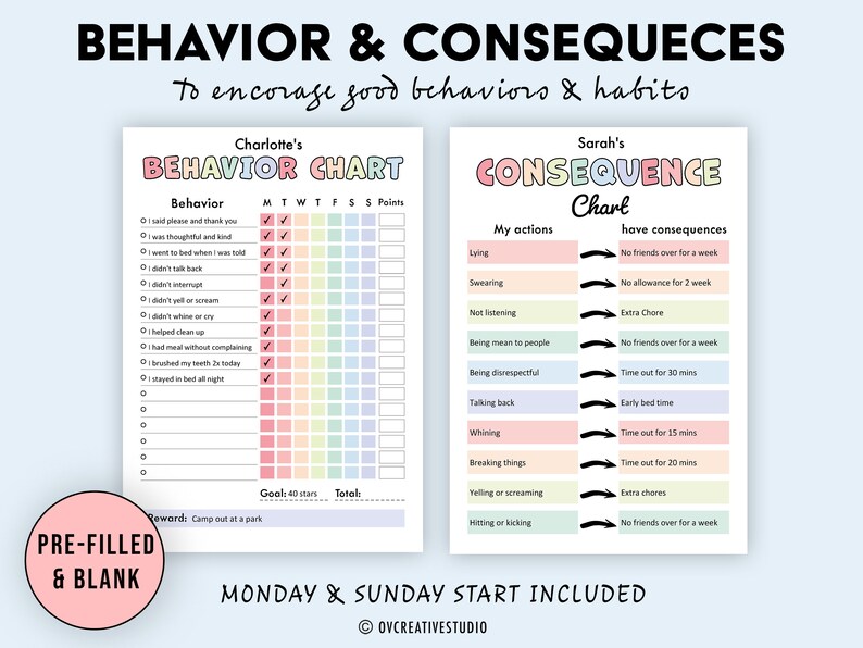 Editable Kids Chore Charts, Reward, Allowance, Screen Time, School ...