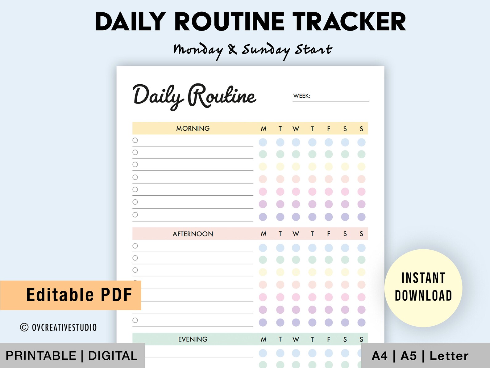 Editable Daily Routine Printable Daily Checklist Morning - Etsy