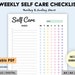 Editable Self Care Checklist Printable, Digital PDF Weekly Self Care ...