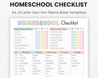 Editable Homeschool Checklist | Printable, Digital | Homeschool Planner ...