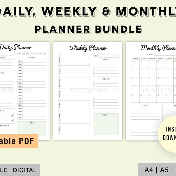 Daily Planner A5 - Etsy