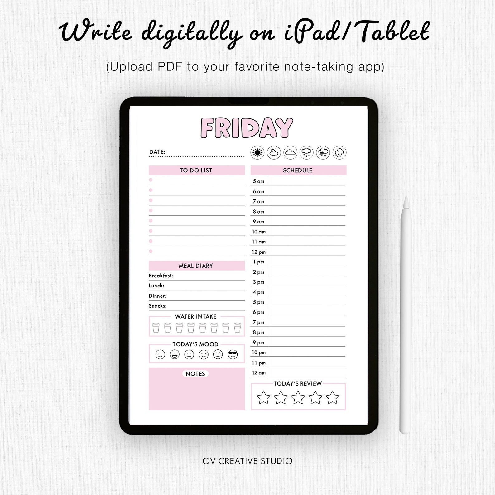 Editable Daily Planner Schedule | Printable, Digital PDF | to Do List ...