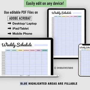 Editable Weekly Schedule | Half Hour Weekly Schedule | Weekly Planner ...