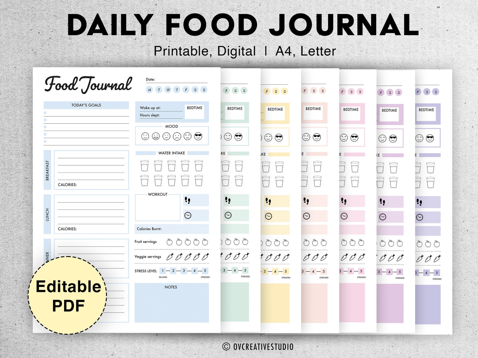 Editable Food Journal Printable Digital Food Diary Daily - Etsy UK
