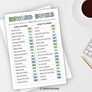 Editable Kids Reward Bucks | Printable | Mom Bucks, PDF Reward System ...
