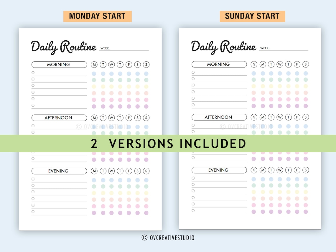 Editable Daily Routine Printable Daily Checklist Morning - Etsy