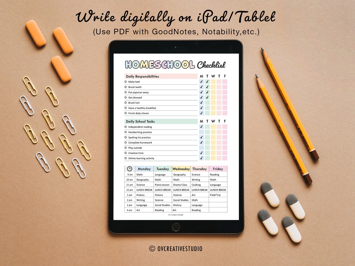 Editable Homeschool Checklist | Printable, Digital | Homeschool Planner ...