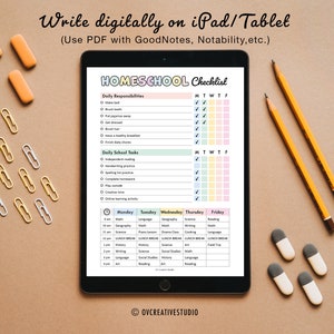 Editable Homeschool Checklist | Printable, Digital | Homeschool Planner ...