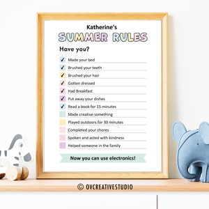Editable Summer Rules for Kids Printable Summer Rules Summer Routine ...