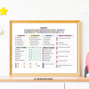 Editable Responsibility Chore Chart for Kids Printable Kids Daily ...