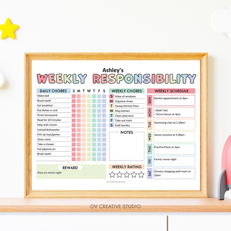 Editable Responsibility Chore Chart for Kids Printable Kids Daily ...