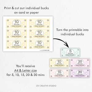 Editable Screen Time Chart, Printable Screen Reward Bucks, Reward Chart ...