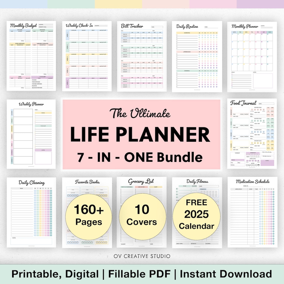 Life Planner Bundle | Printable, Digital PDF | Home Management | All in ...
