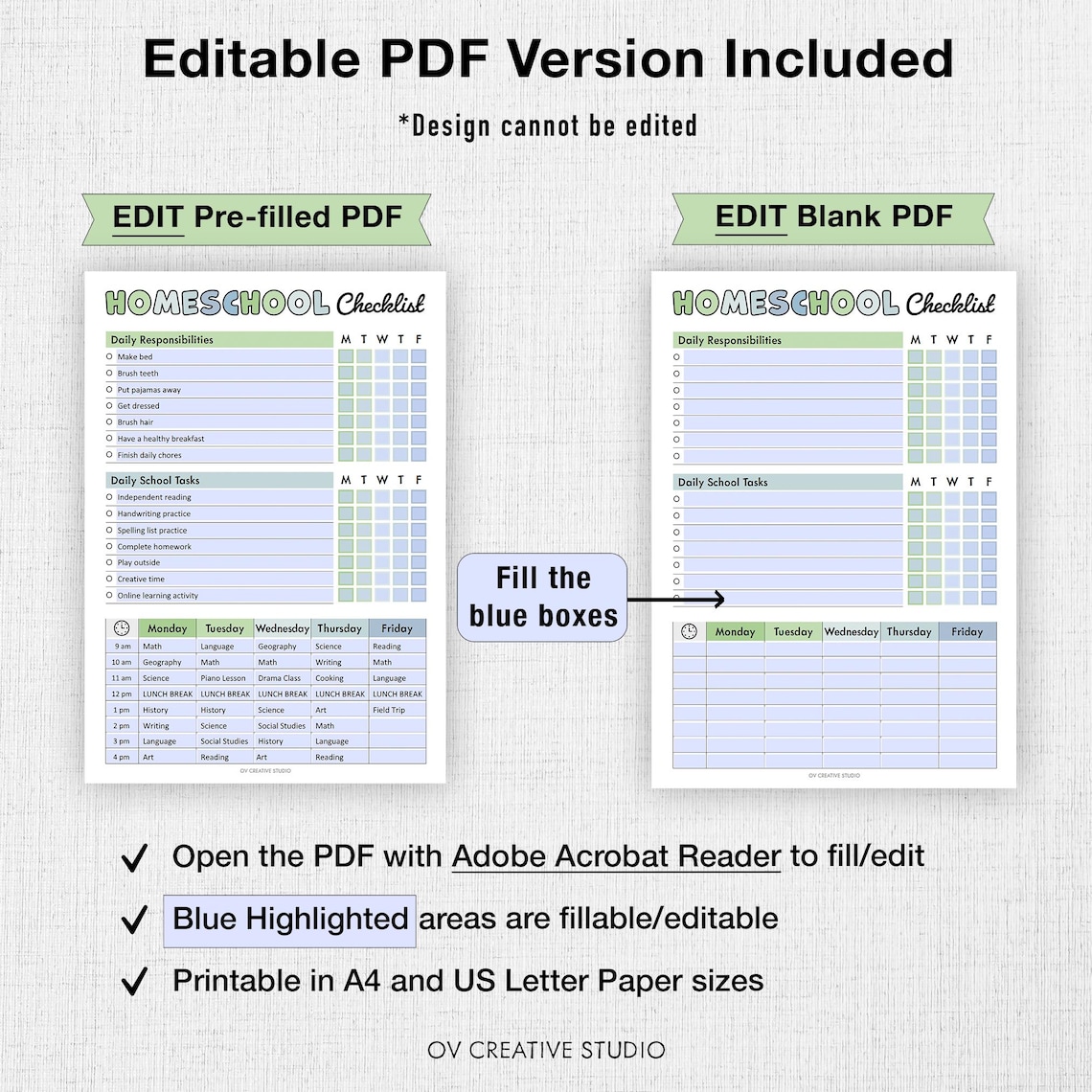 Editable Homeschool Checklist | Printable, Digital | Homeschool Planner ...