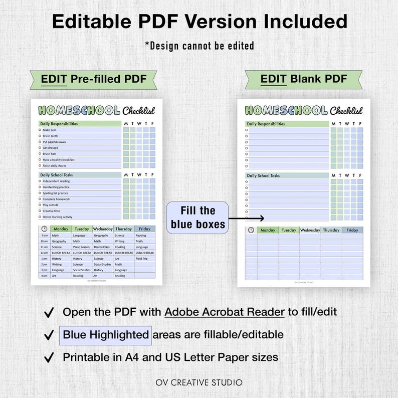 Editable Homeschool Checklist | Printable, Digital | Homeschool Planner ...