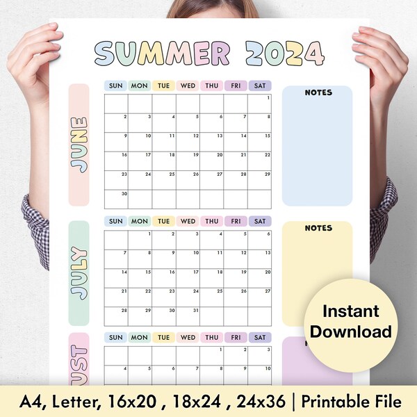 Summer 2024 Calendar - Etsy