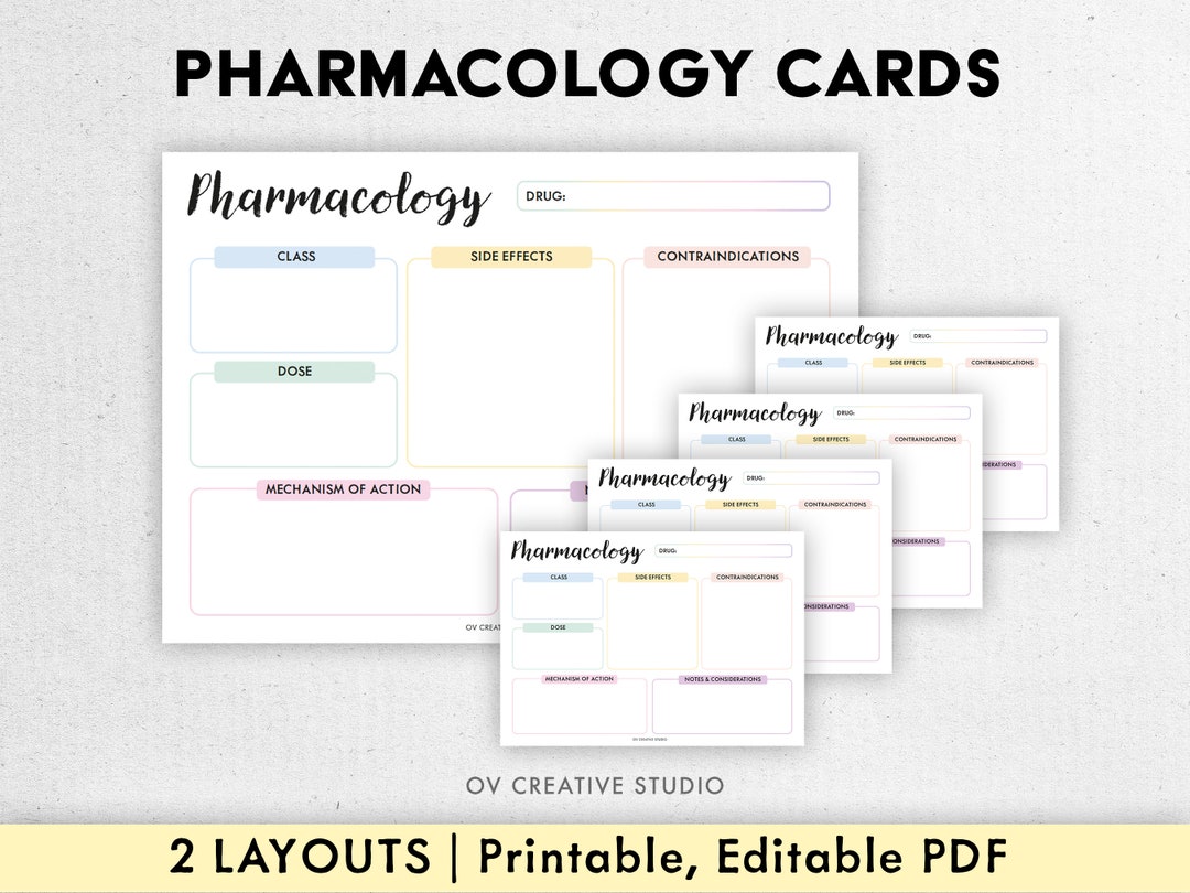 Pharmacology Flashcards Printable PDF | Nursing Student, Drug Card ...