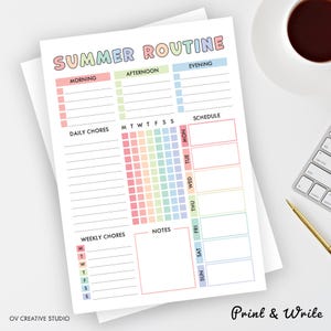 Summer Planner for Kids Printable | Summer Weekly Routine | Kids Chore ...
