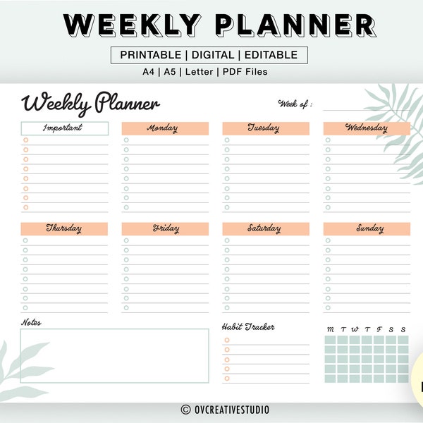 Weekly Planner - Etsy