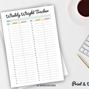 Editable Weekly Weight Tracker | Weight Log | Weight Loss Chart | Weight Loss Tracker | Weight ...