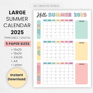 Summer Planner 2025 Kids Calendar Printable, Summer Bucket List, Summer ...
