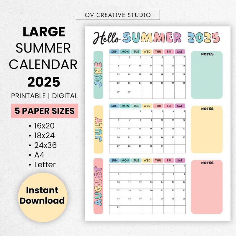 Summer Calendar 2024 - Etsy
