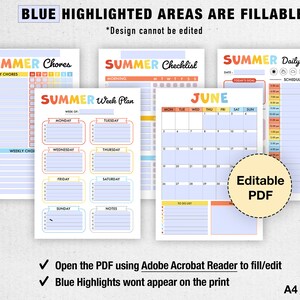 Editable Printable Summer Planner for Kids 2023 Summer - Etsy