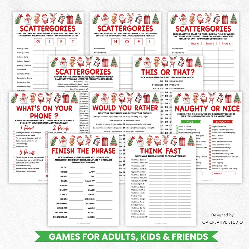 Christmas Games Mega Bundle Printable | Holiday Games, Family Movie ...