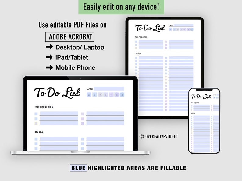 Editable to Do List | to Do List Printable | to Do List Planner PDF ...