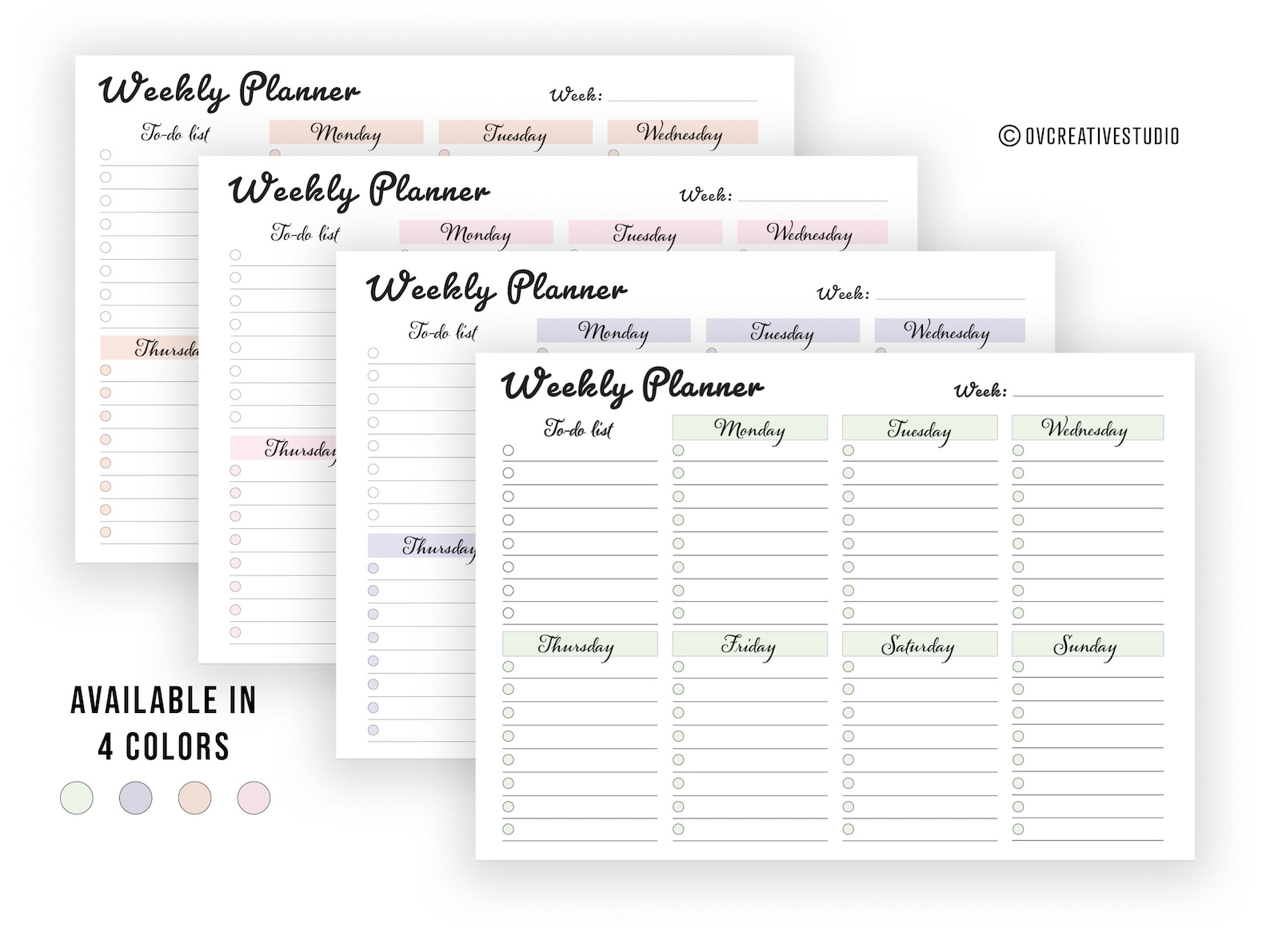 Weekly Planner Printable Editable PDF Digital to Do List | Etsy
