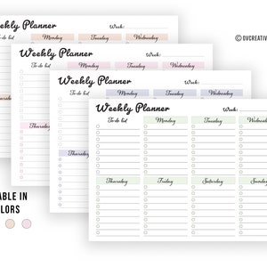 Weekly Planner - Printable, Editable PDF, Digital | to Do List ...