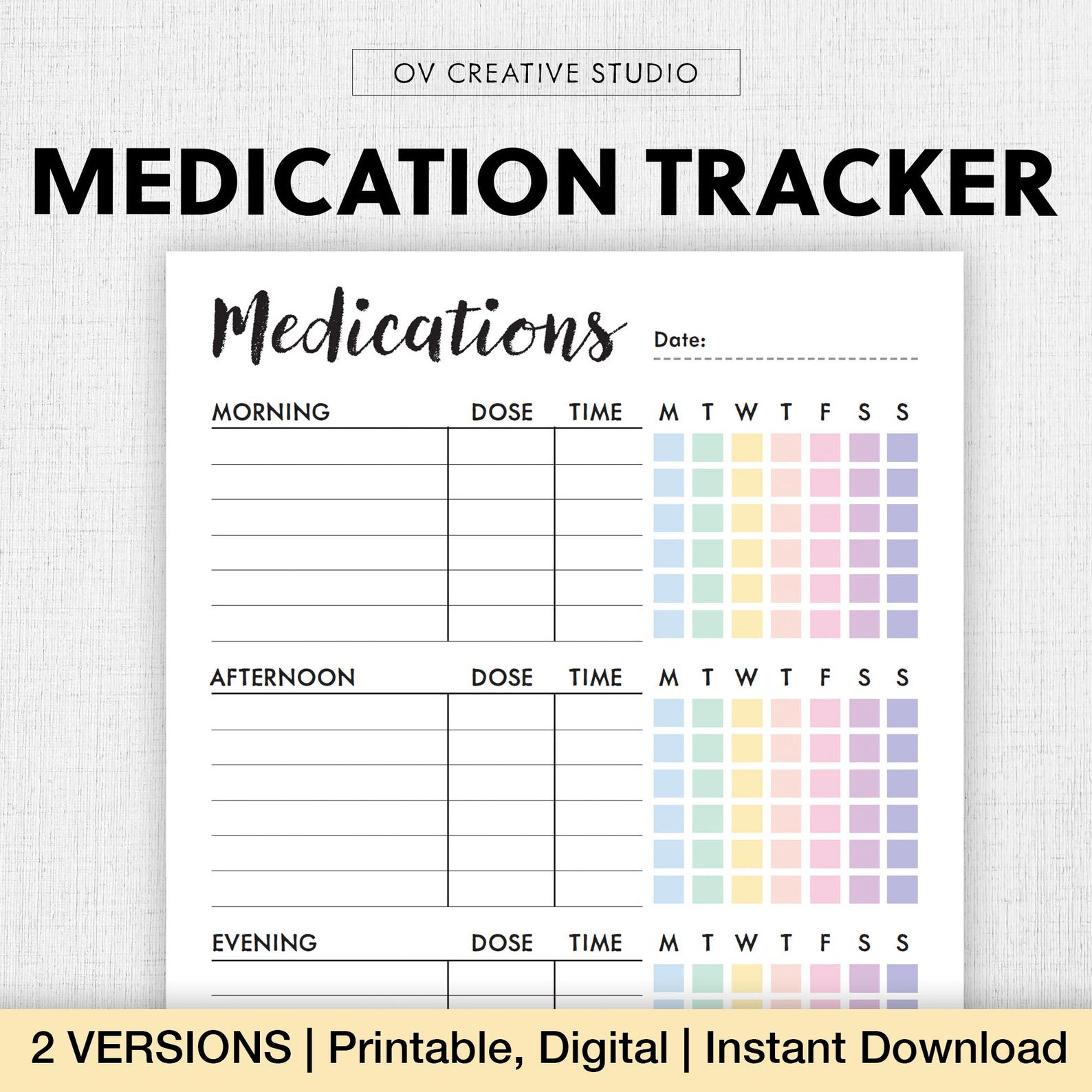 Editable Medication Schedule | Printable Easy Medicine Chart | Weekly ...