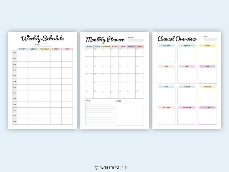 Editable Office Task Planner Bundle, Printable Work Schedule Planner ...