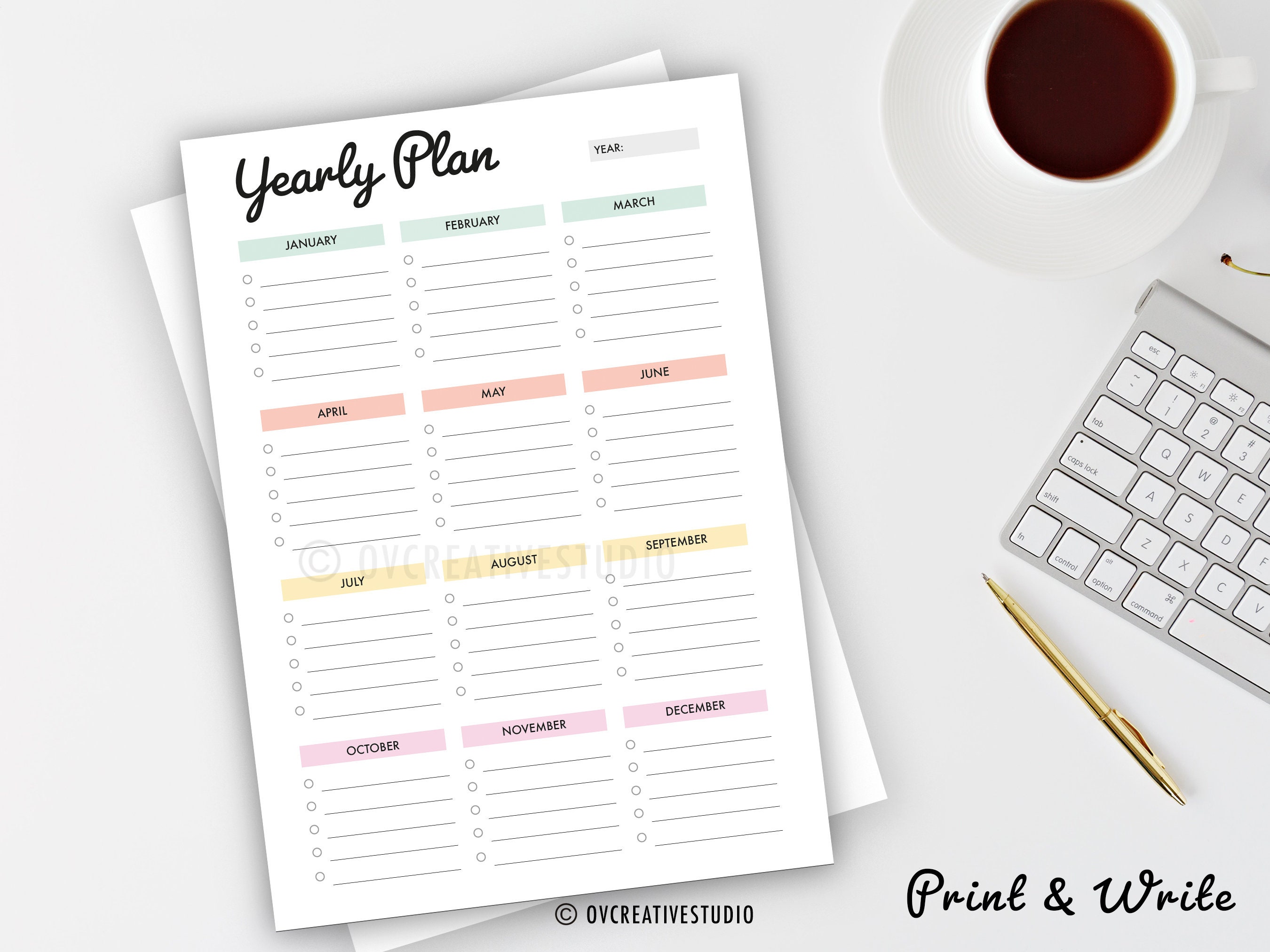 Editable Top 5 Yearly Goal Planner Goal Planning Goal | Etsy UK