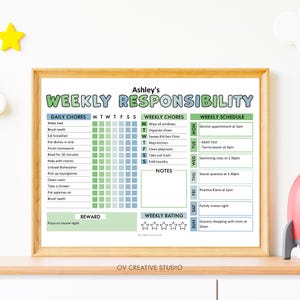 Editable Responsibility Chore Chart for Kids | Printable | Kids Daily ...