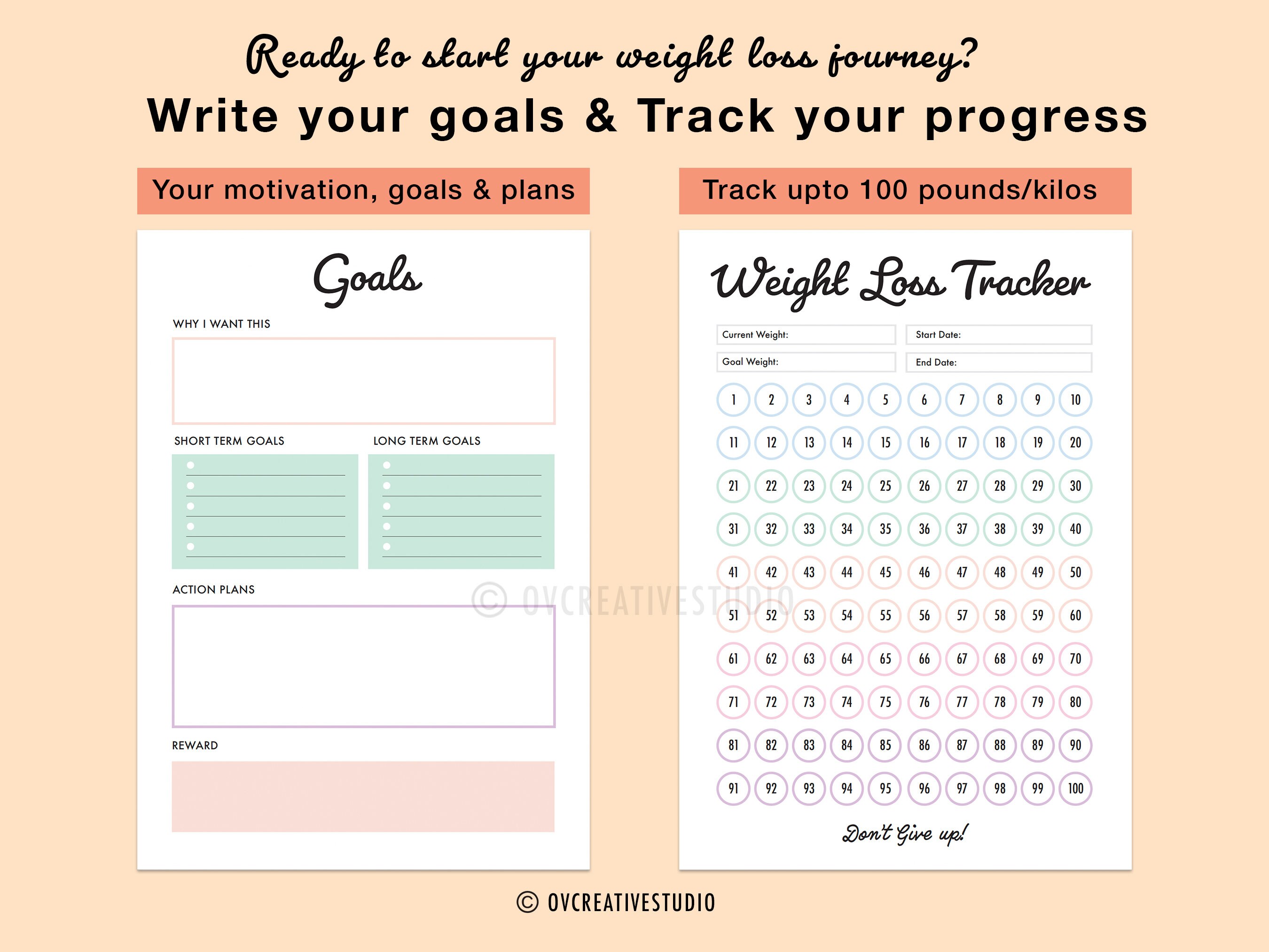 Editable Weight Loss Journal Weight Loss Tracker Planner - Etsy