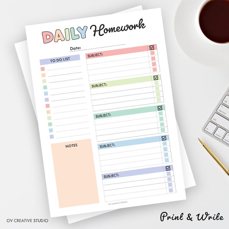 Editable Homework Planner | Printable, Digital | Student Planner ...