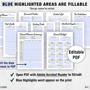 Editable Finance Planner Bundle | Digital PDF, Fillable | Budget ...