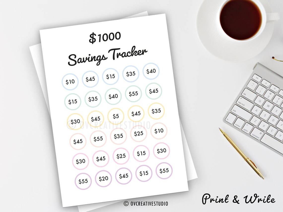1000 Savings Challenge Printable Digital Savings Tracker | Etsy