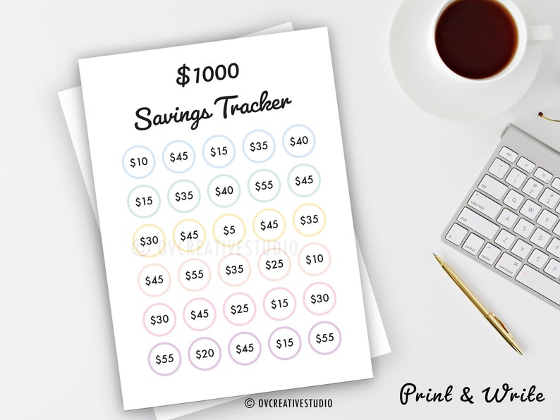 1000 Savings Challenge Printable Digital Savings Tracker | Etsy
