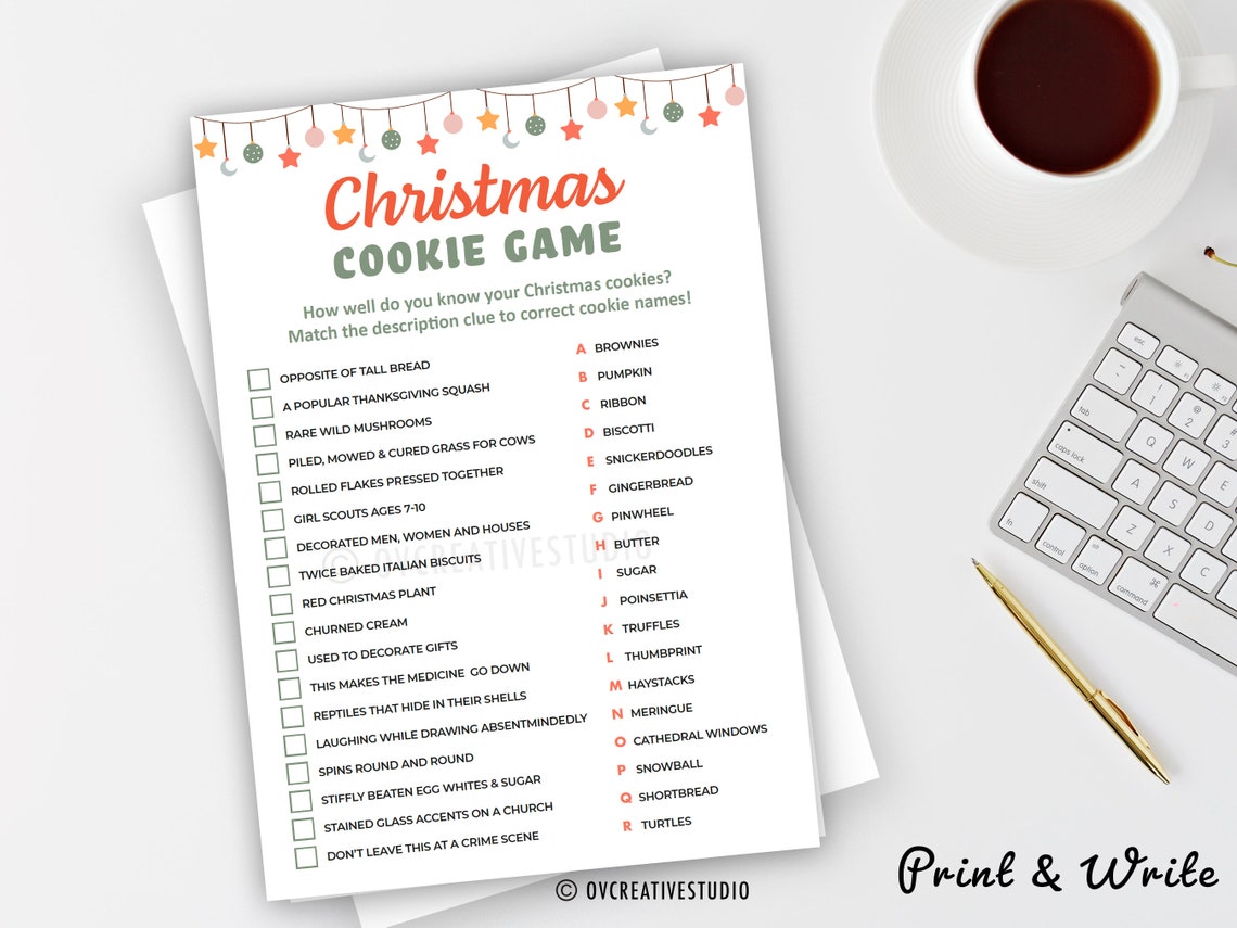 Christmas Cookie Quiz Game Printable Christmas Family - Etsy