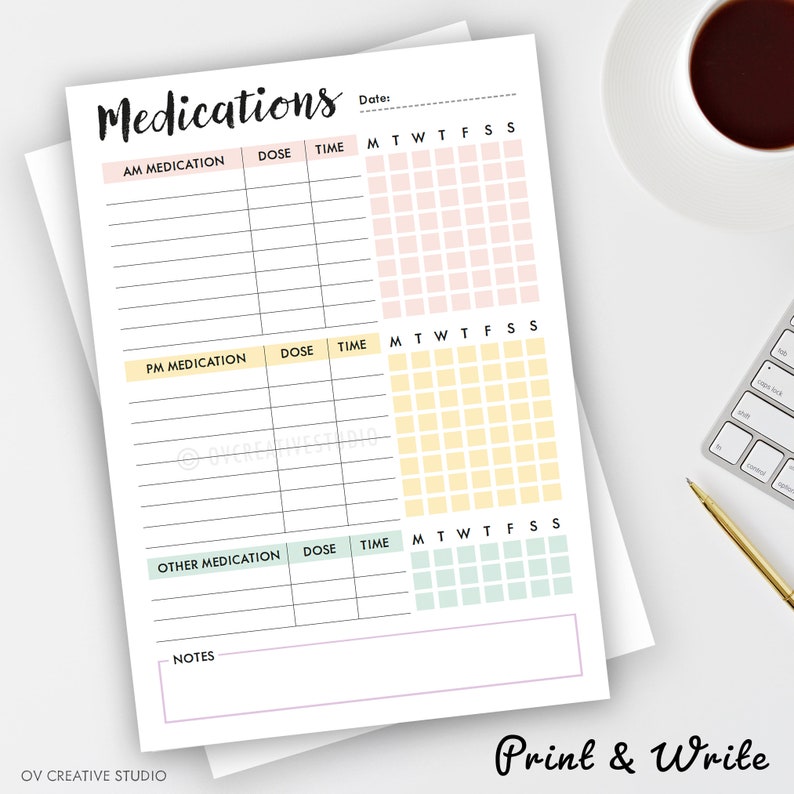 Editable Medication Schedule | Printable Easy Medicine Chart | Weekly ...