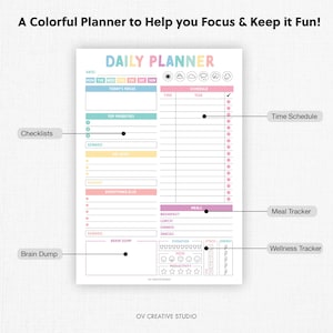 Editable ADHD Daily Planner | Printable, Digital | Daily Focus Template ...