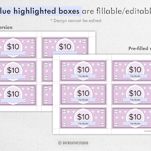 Editable Kids Reward Bucks | Printable | Mom Bucks, PDF Reward System ...