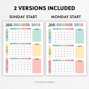 Summer Planner 2025 Kids Calendar Printable, Summer Bucket List, Summer ...